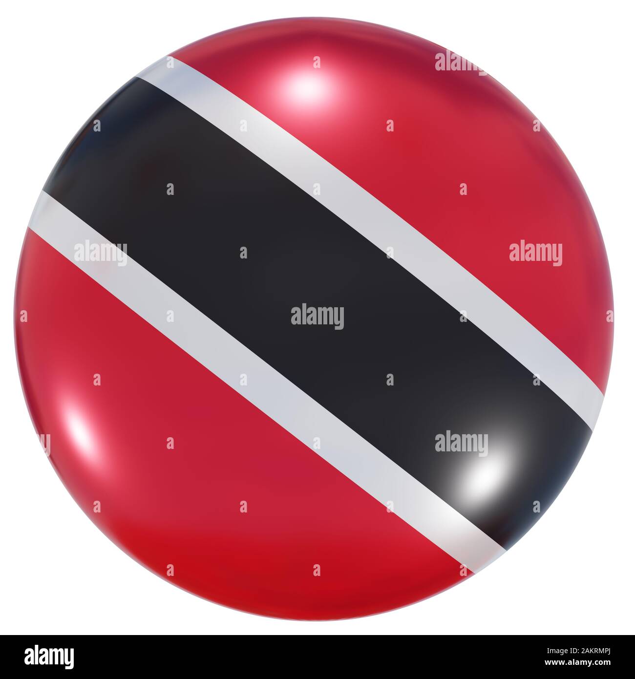 3d rendering of a Trinidad and Tobago national flag on a circle icon isolated on white ...