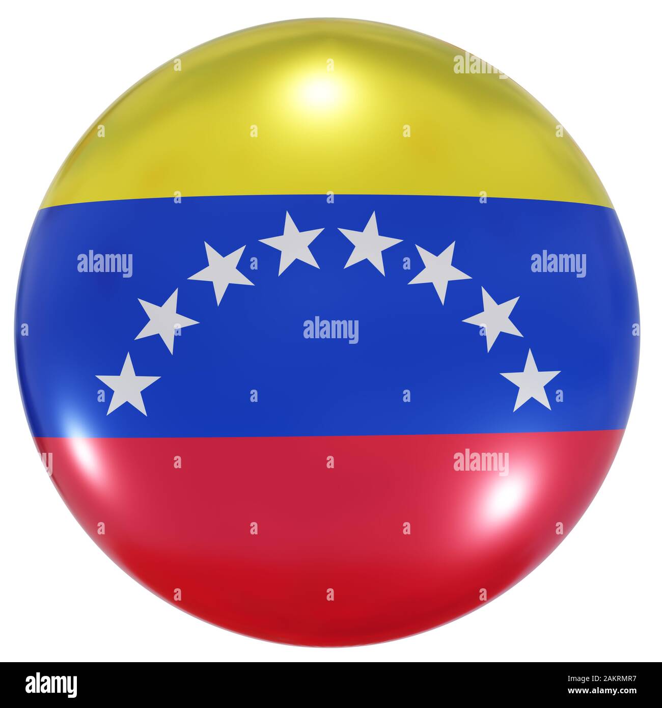 3d rendering of a Venezuela national flag on a circle icon isolated on ...