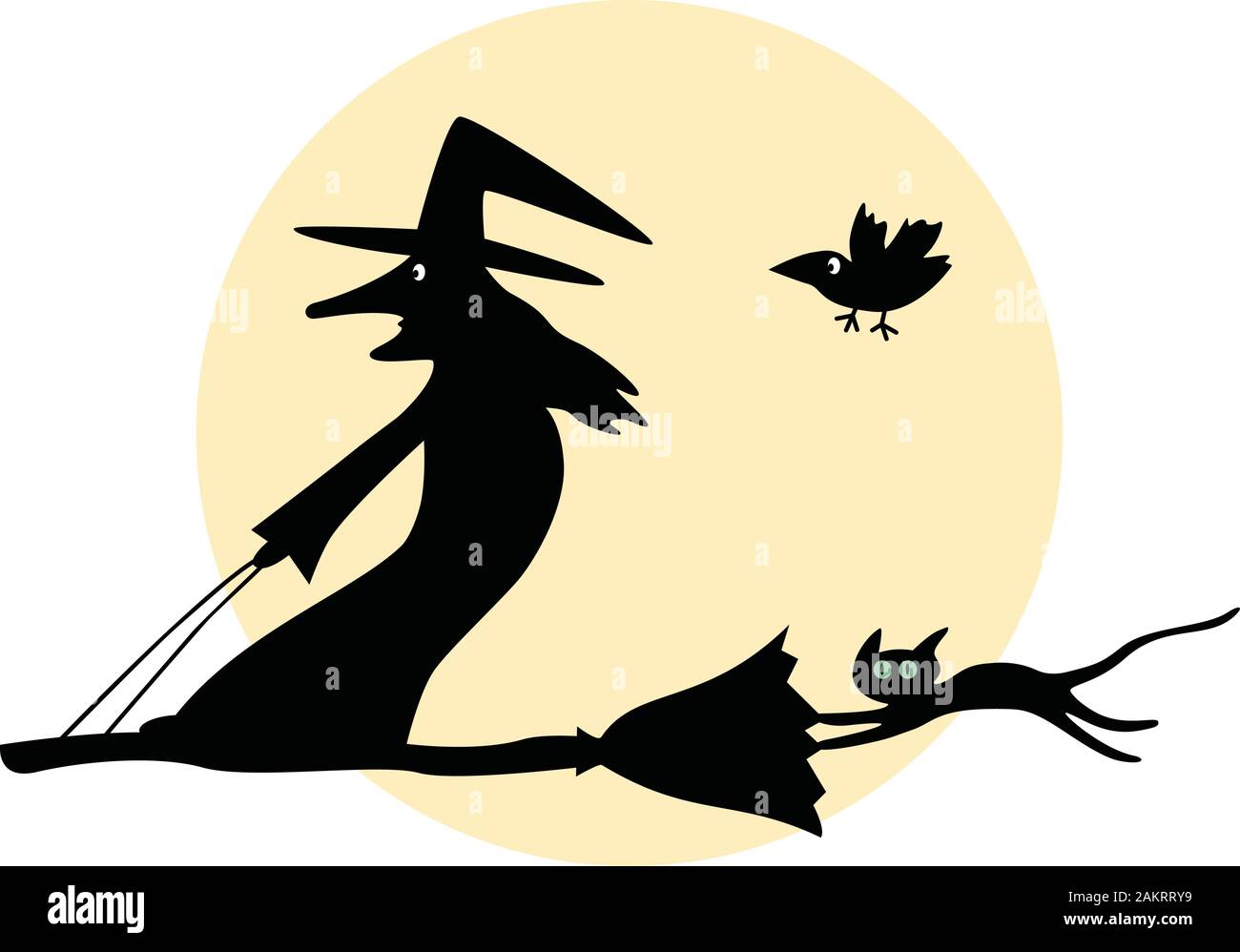Black witch cat in Stock Vector Images - Alamy