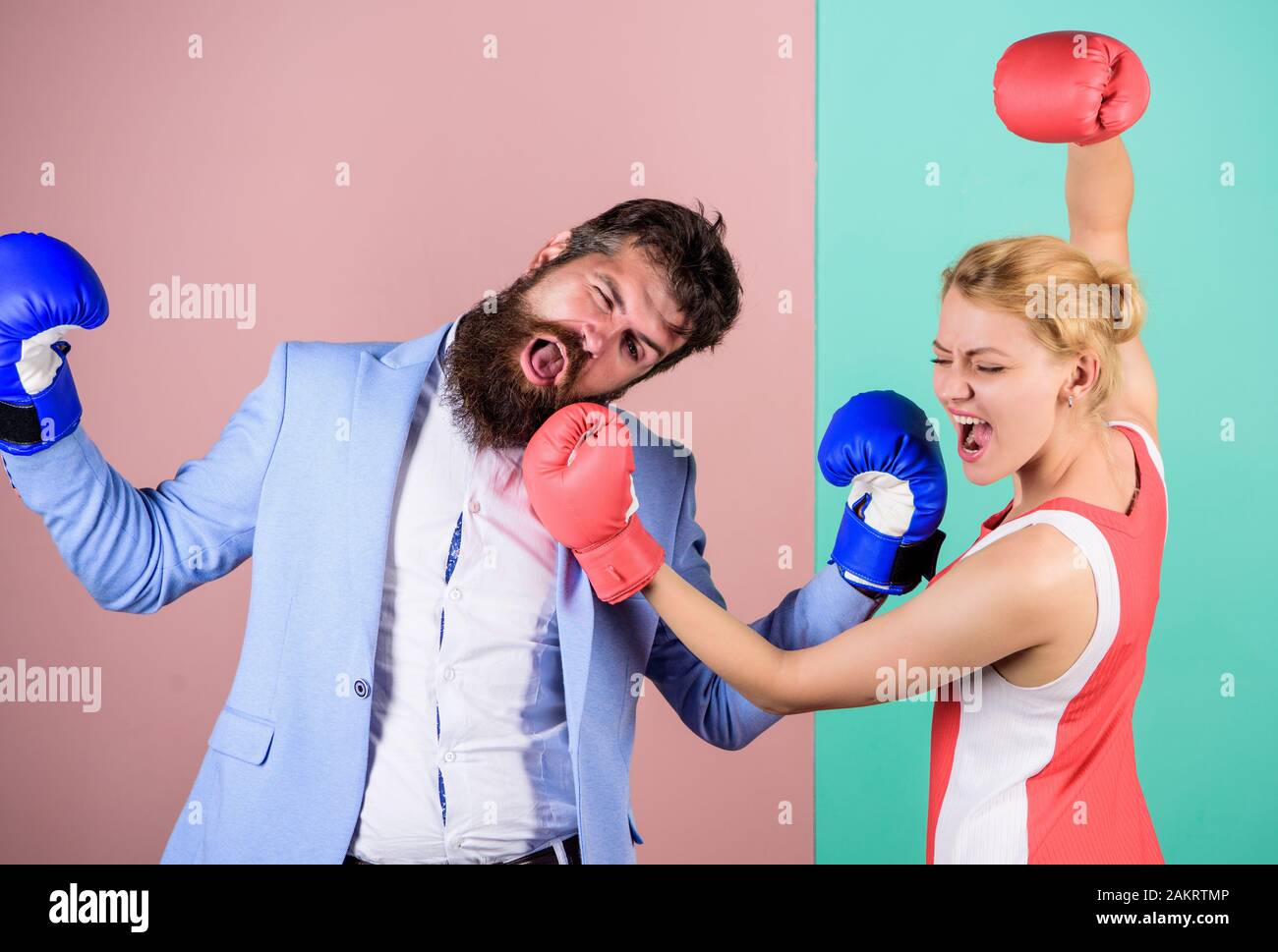 Gender battle. Gender equal rights. Gender equality. Man and woman ...