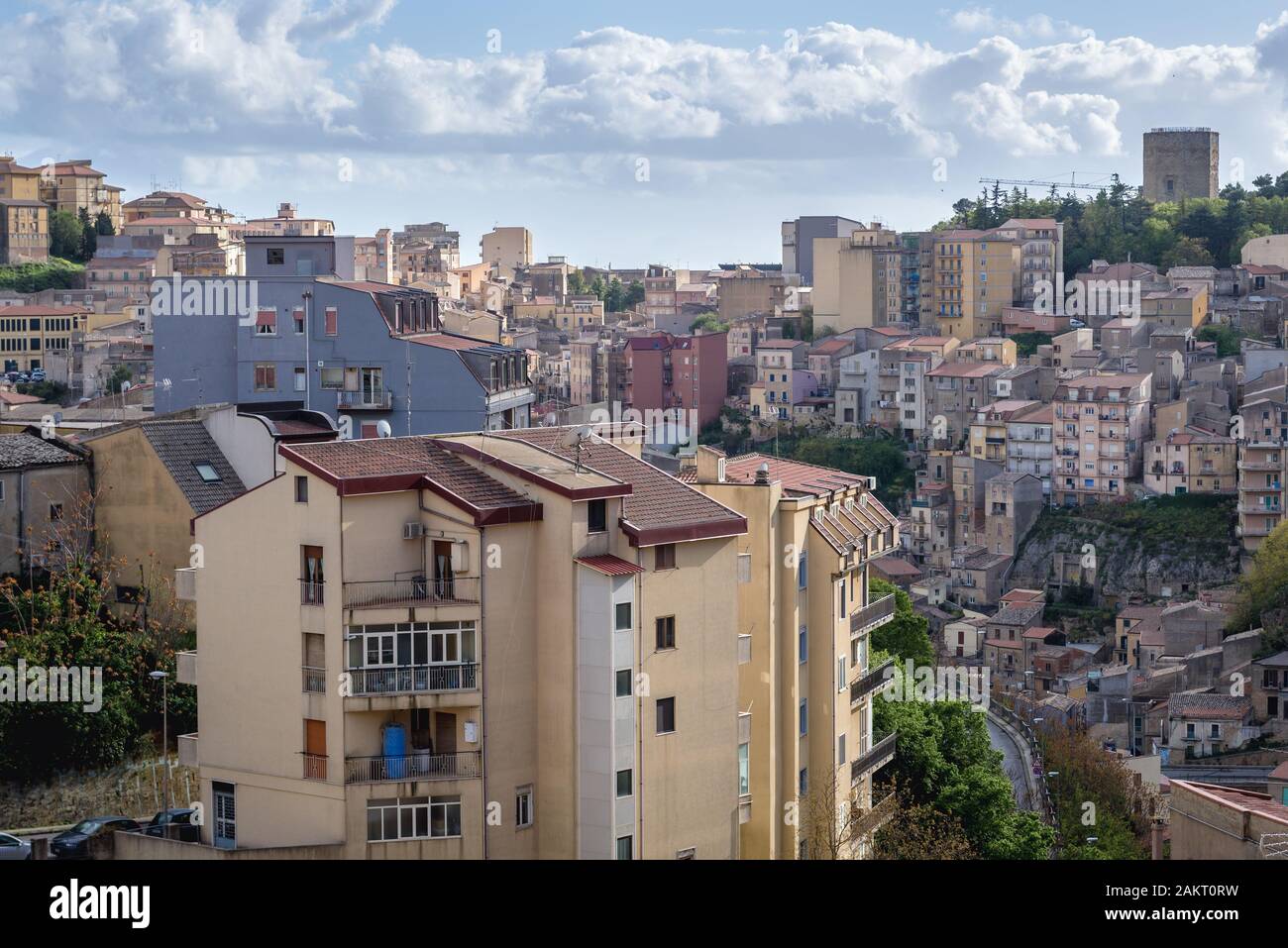 Aerial view of Enna city and comune located in the province of Enna at ...