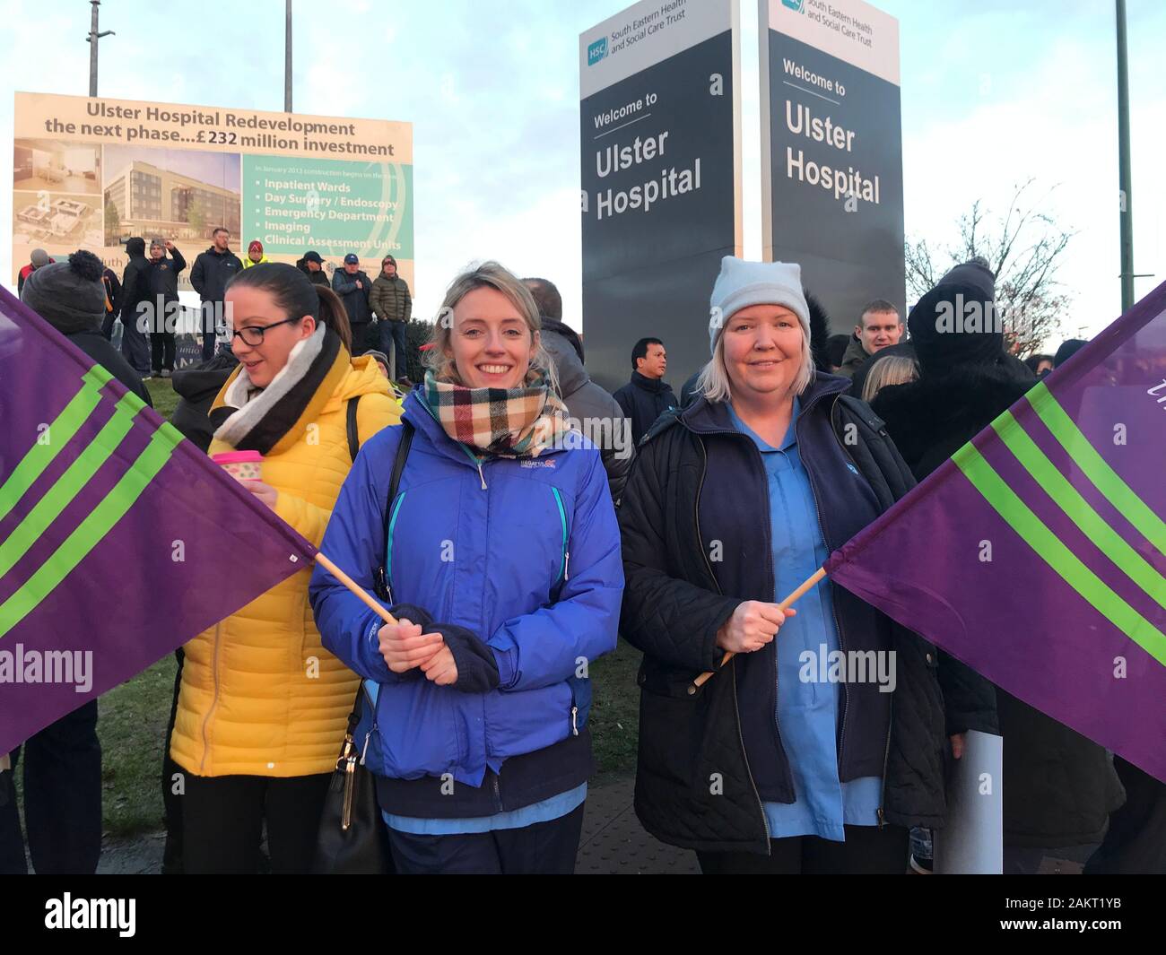 Nurses Jessica Young (left) and Sarah Scott standing outside Ulster ...
