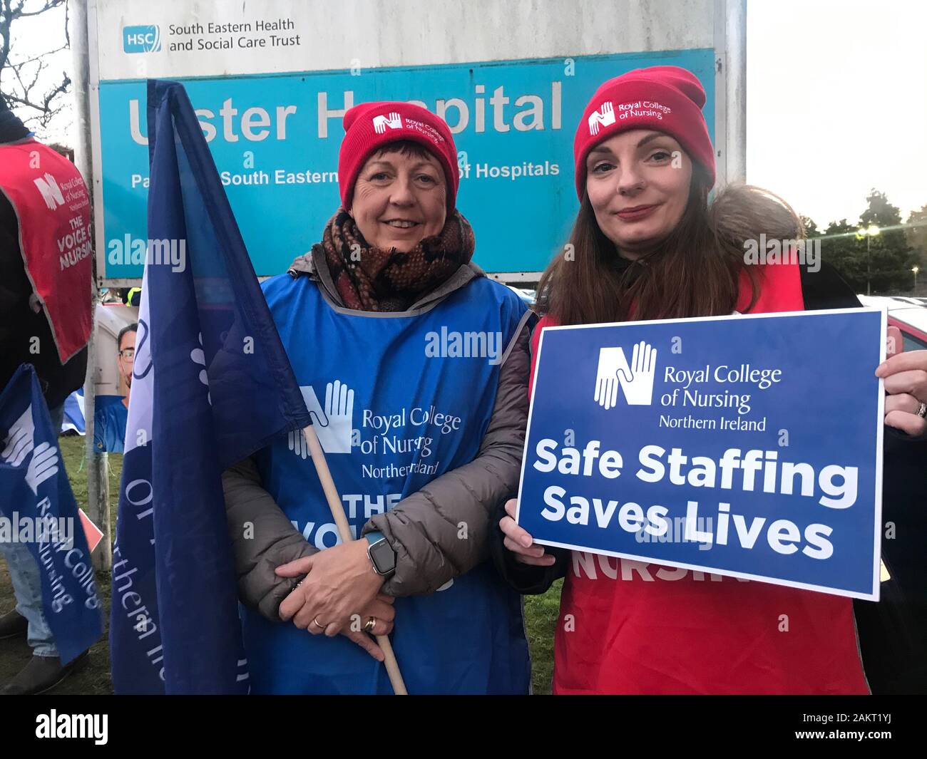 Nurses Kim Armstrong (left) and Emma Gribben standing outside Ulster ...