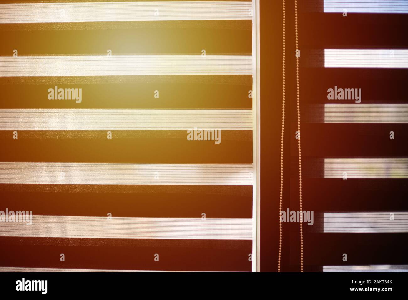 Office blinds. Sunlight through modern fabric blinds. Office meeting ...