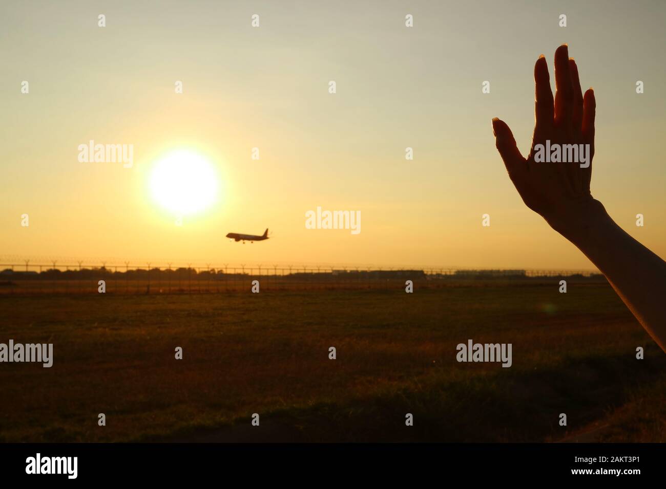Woman aeroplane waving hi-res stock photography and images - Alamy