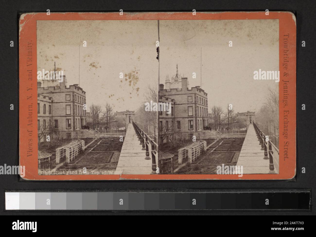 Prison front yard from top of wall One cityscape view showing buildings ...