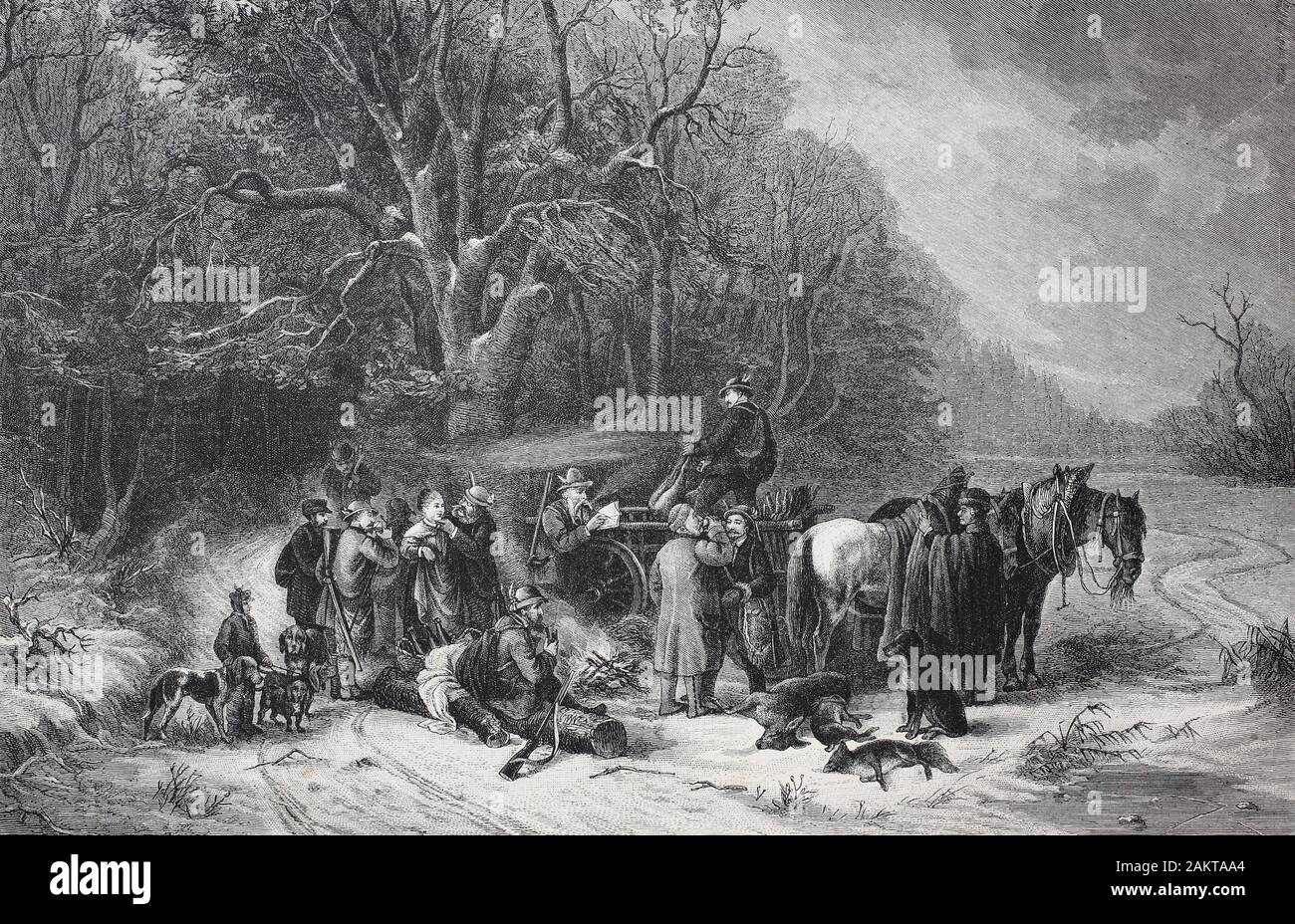 After the hunting day, the hunt-goat is loaded onto a carriage / Nach ...
