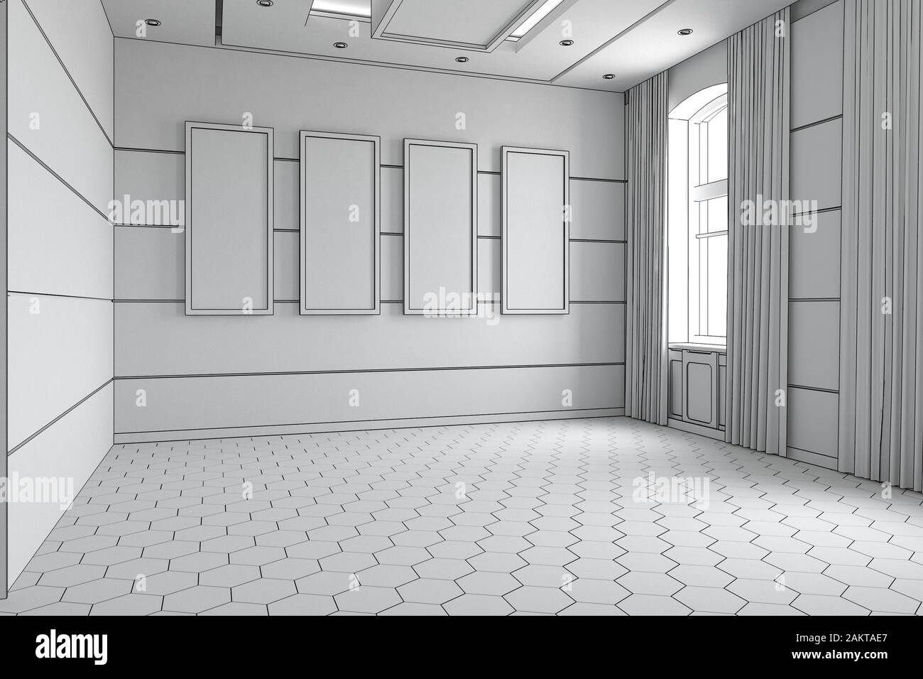 empty room, interior visualization, 3D illustration Stock Photo - Alamy