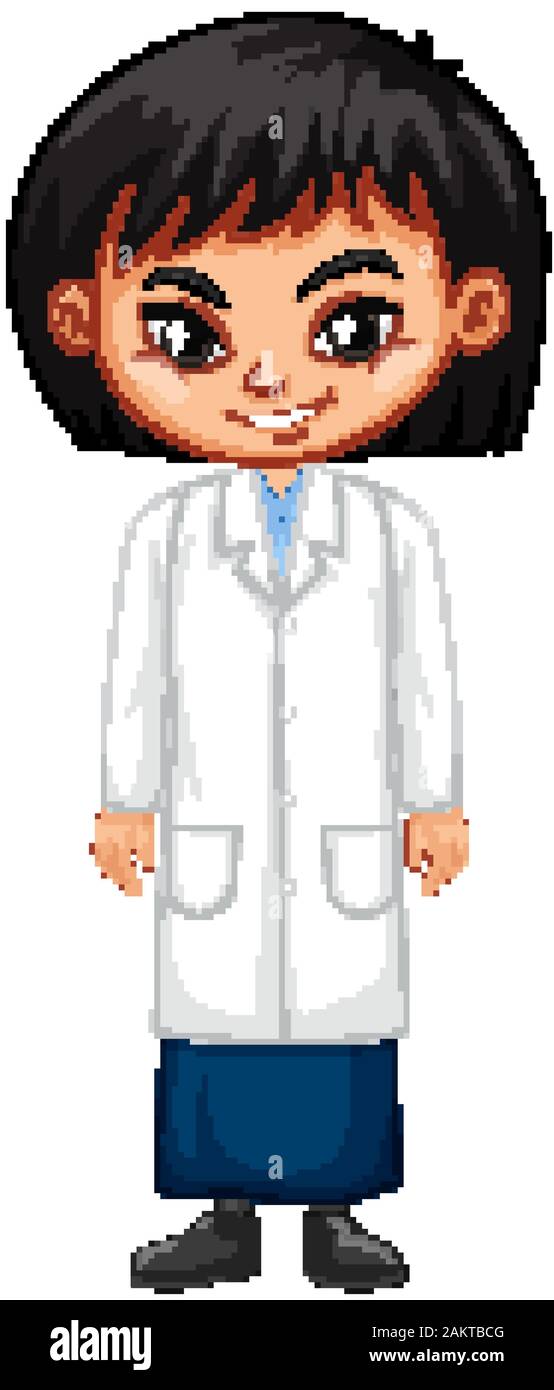 Girl in science gown on white background illustration Stock Vector ...