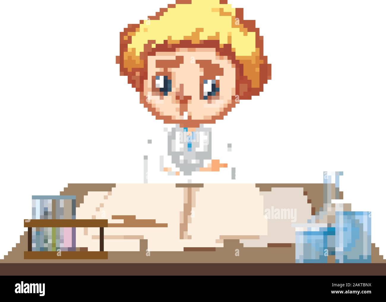 Male science student reading books illustration Stock Vector Image ...