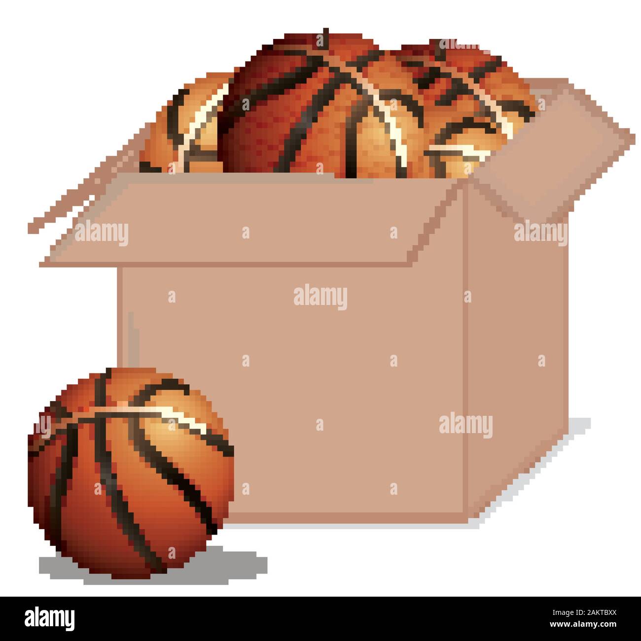 Box full of basketball balls on white background illustration Stock ...