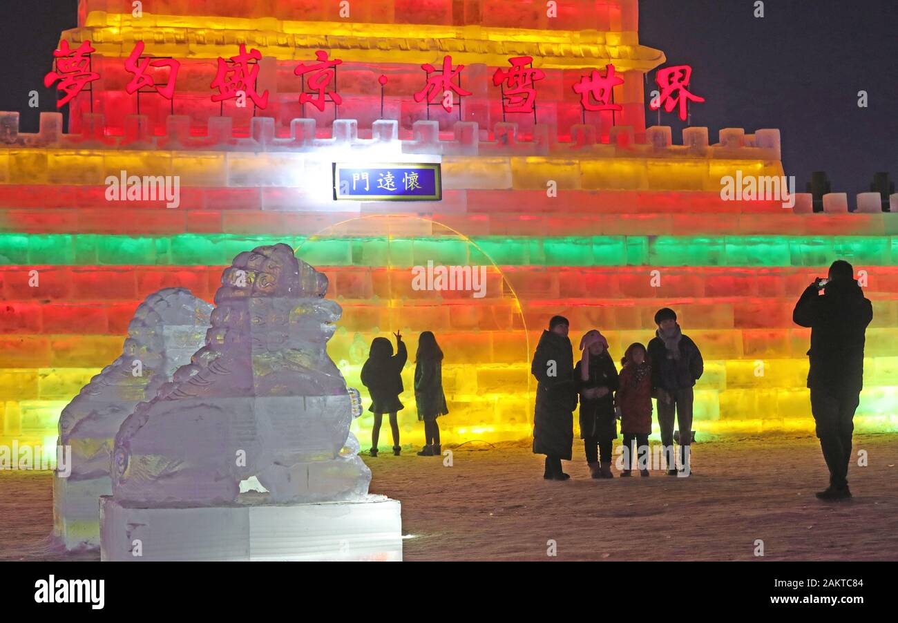 Shenyang, China's Liaoning Province. 9th Jan, 2020. Tourists pose for a ...