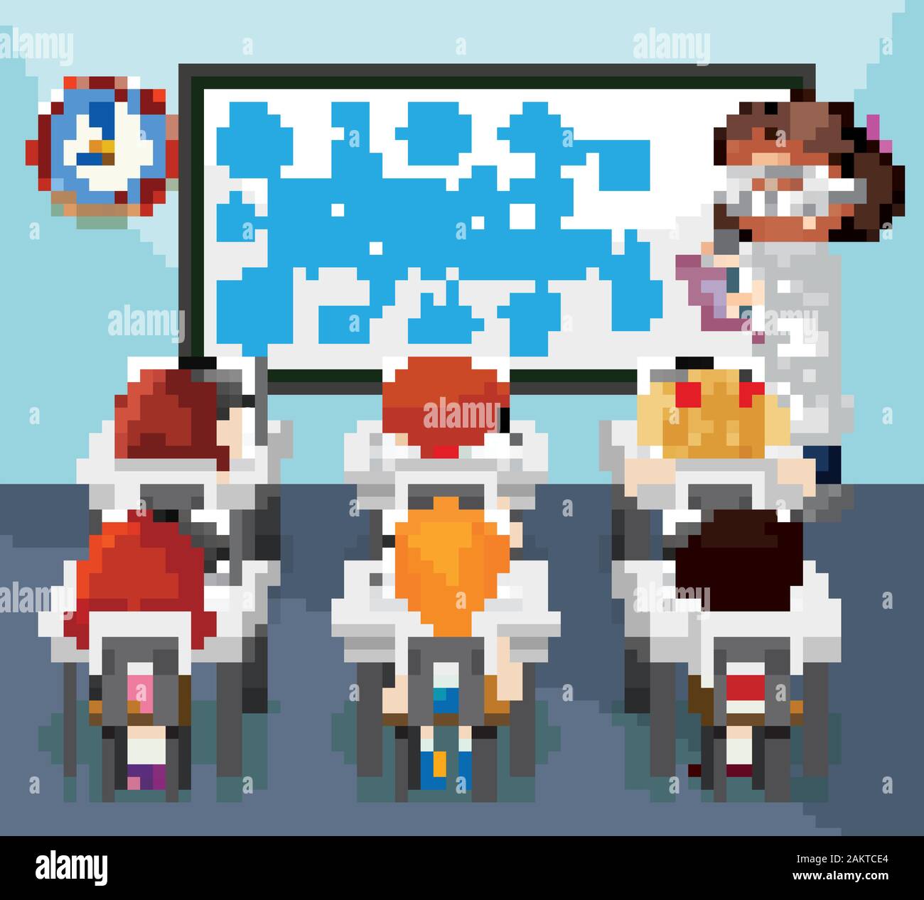 Scene with teacher and students in science class illustration Stock ...