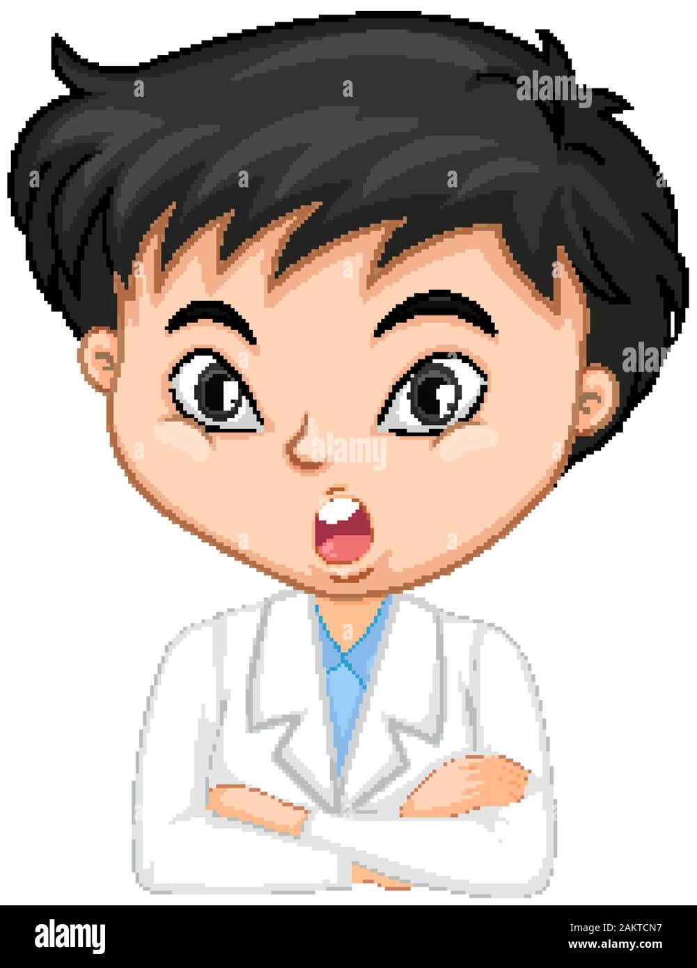 Boy in science gown on isolated background illustration Stock Vector ...