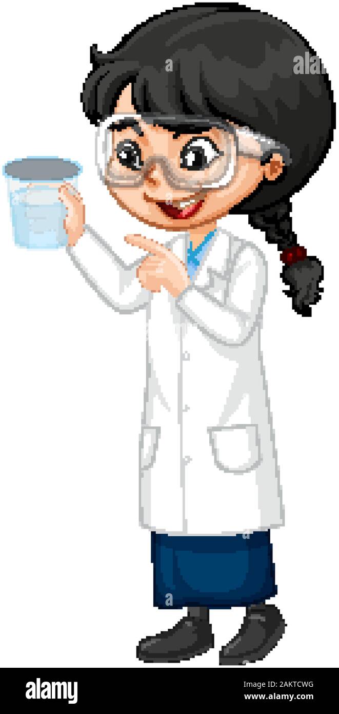 Girl in science gown on white background illustration Stock Vector ...