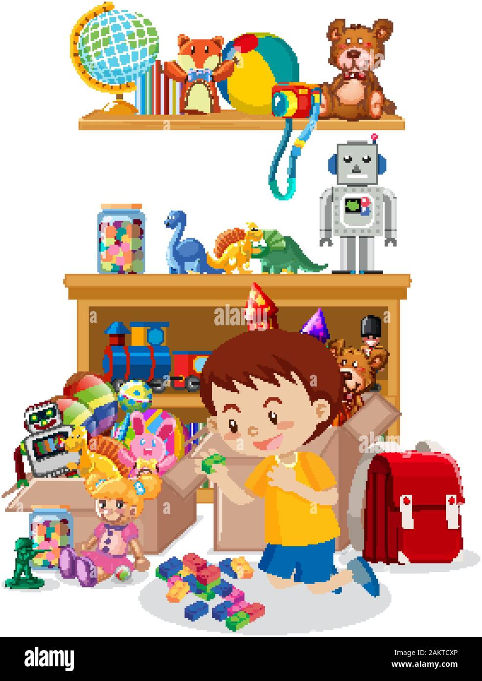 Children Playing Toys Clipart