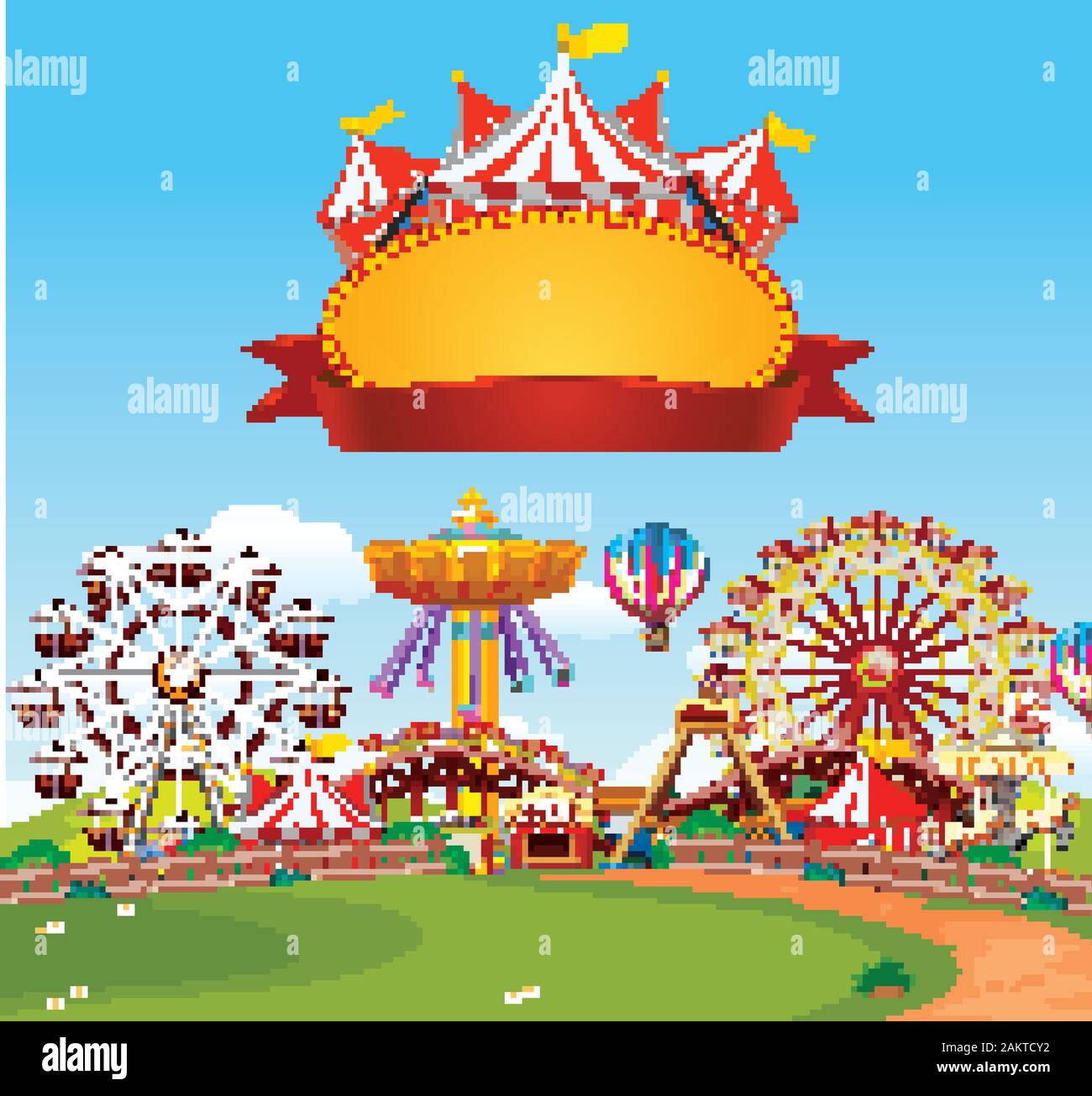 Sign template with funpark in background illustration Stock Vector ...