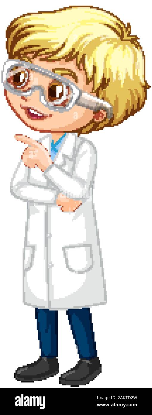 Boy in science gown on white background illustration Stock Vector Image ...