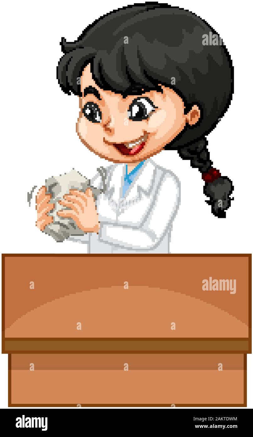 Girl in science gown on white background illustration Stock Vector ...