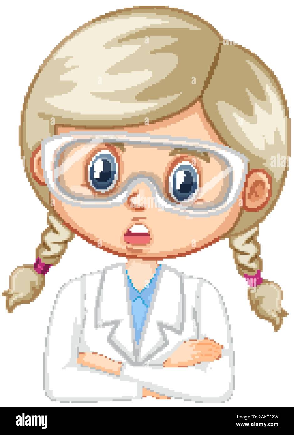 Girl wearing lab gown on white background illustration Stock Vector ...