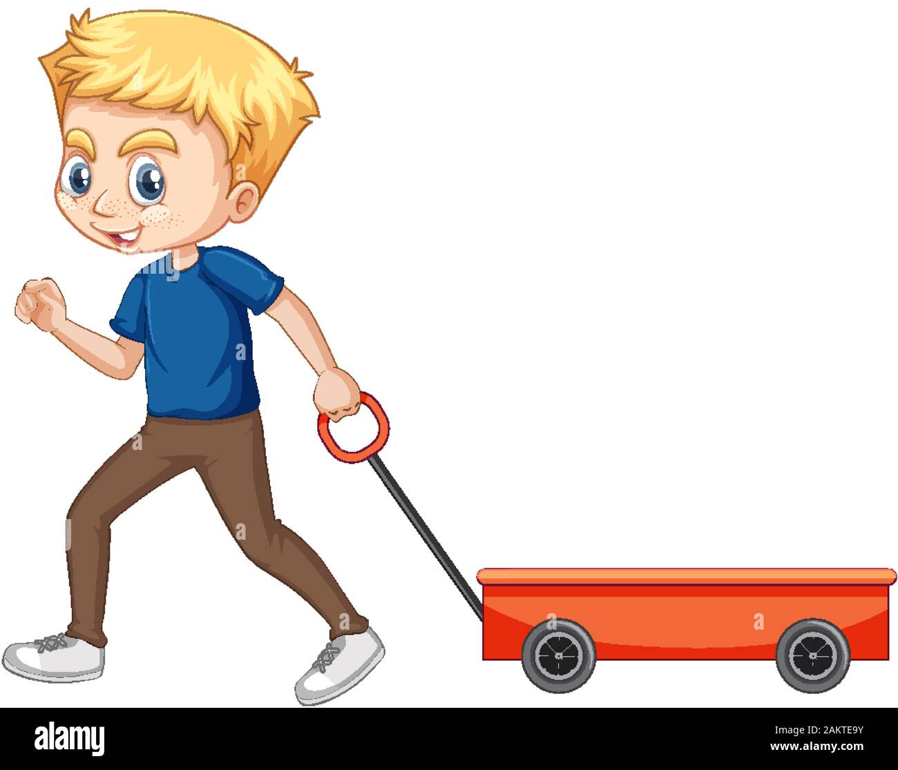 Boy pulling wagon on isolated background illustration Stock Vector ...