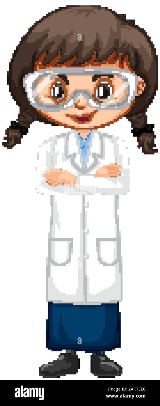 Girl in science gown on white background illustration Stock Vector ...