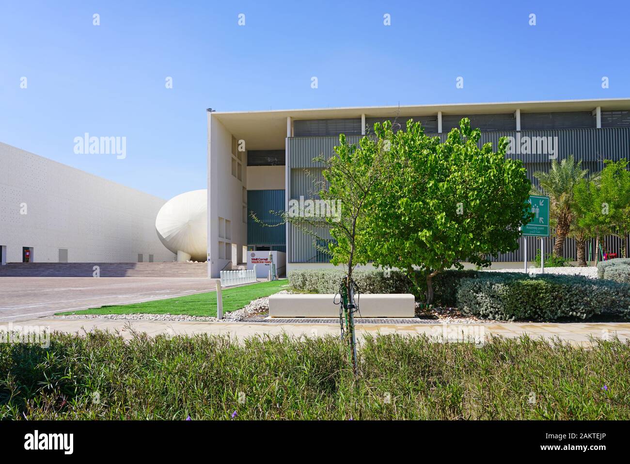 DOHA, QATAR -12 DEC 2019- View of the campus of the Weill Cornell ...