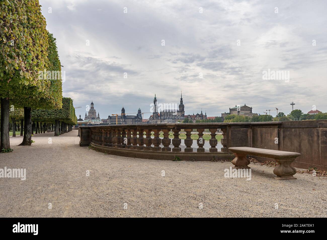 Dresden - View from Japanese Palais Park to Skyline of Dresden with ...