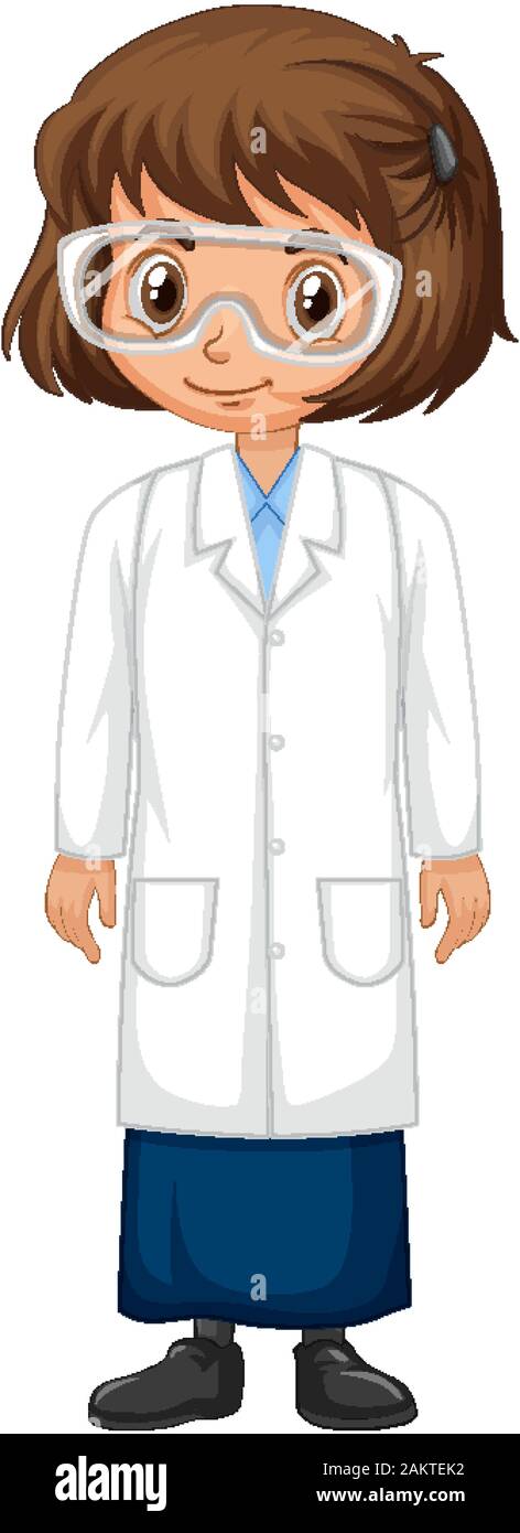 Girl in science gown on isolated background illustration Stock Vector ...