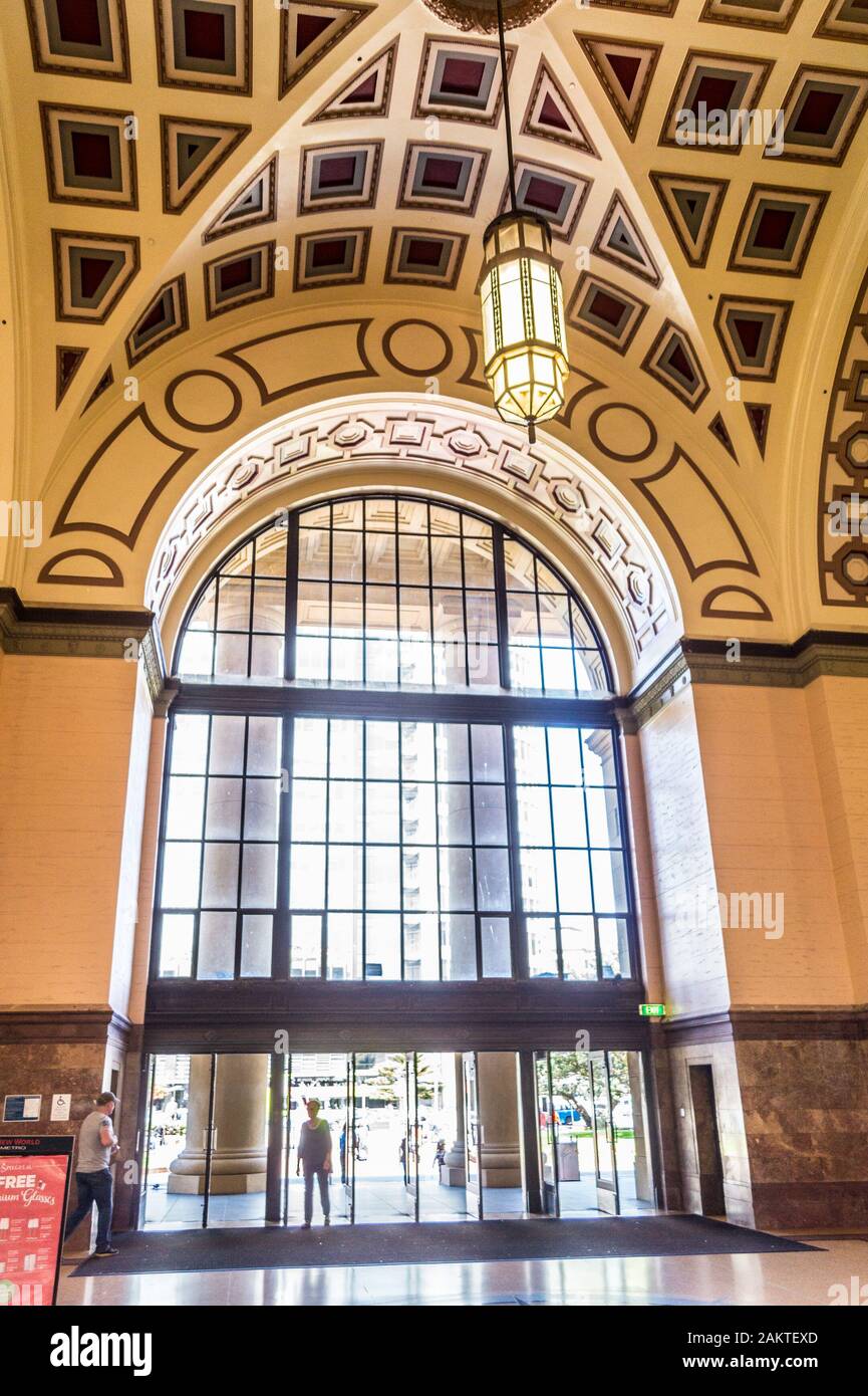 Wellington railway station interior, 1937, by W. Gray Young, neo ...