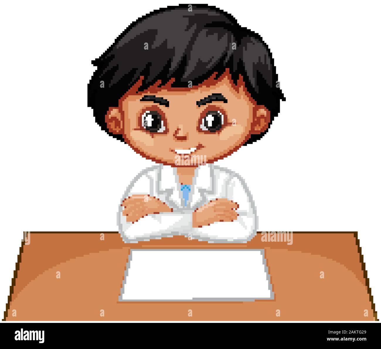 Boy in science gown on white background illustration Stock Vector Image ...