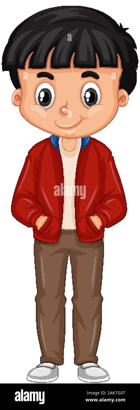 Boy wearing red jacket on white background illustration Stock Vector ...