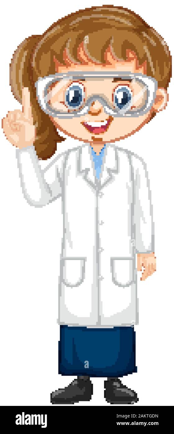 Girl in science gown on white background illustration Stock Vector ...