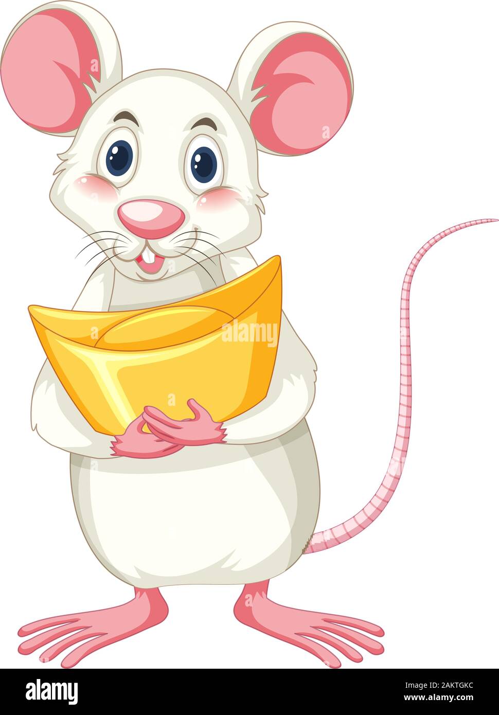 White rat holding gold on white background illustration Stock Vector ...