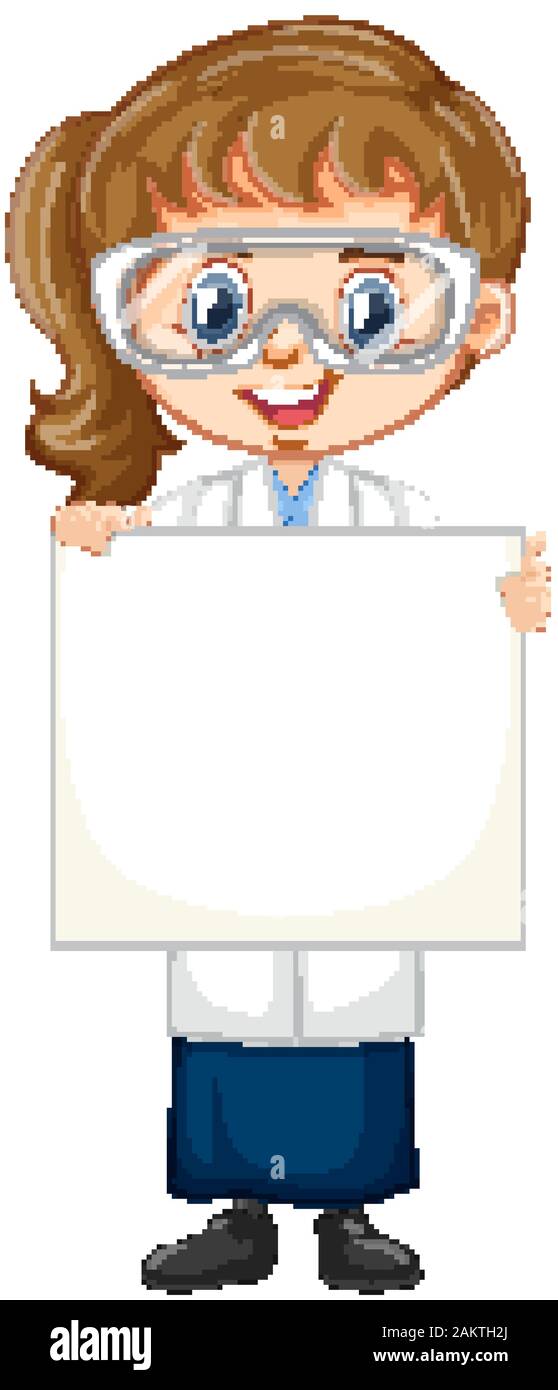 Girl in science gown on white background illustration Stock Vector ...