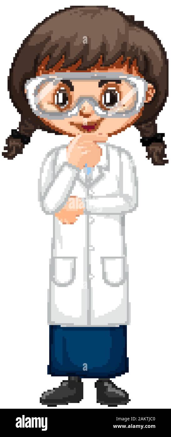 Girl in science gown on white background illustration Stock Vector ...
