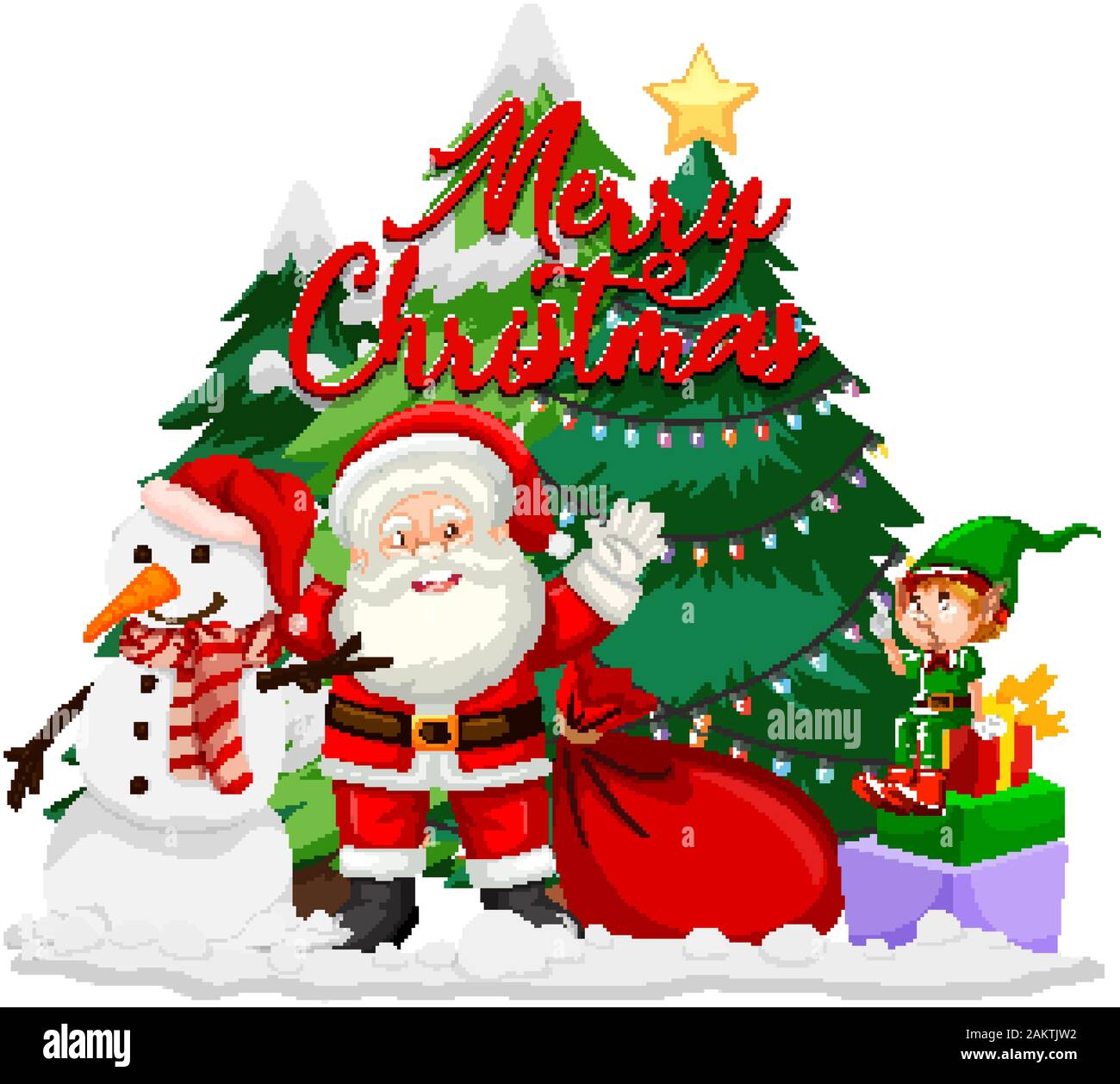 Christmas theme with Santa and elf illustration Stock Vector Image ...