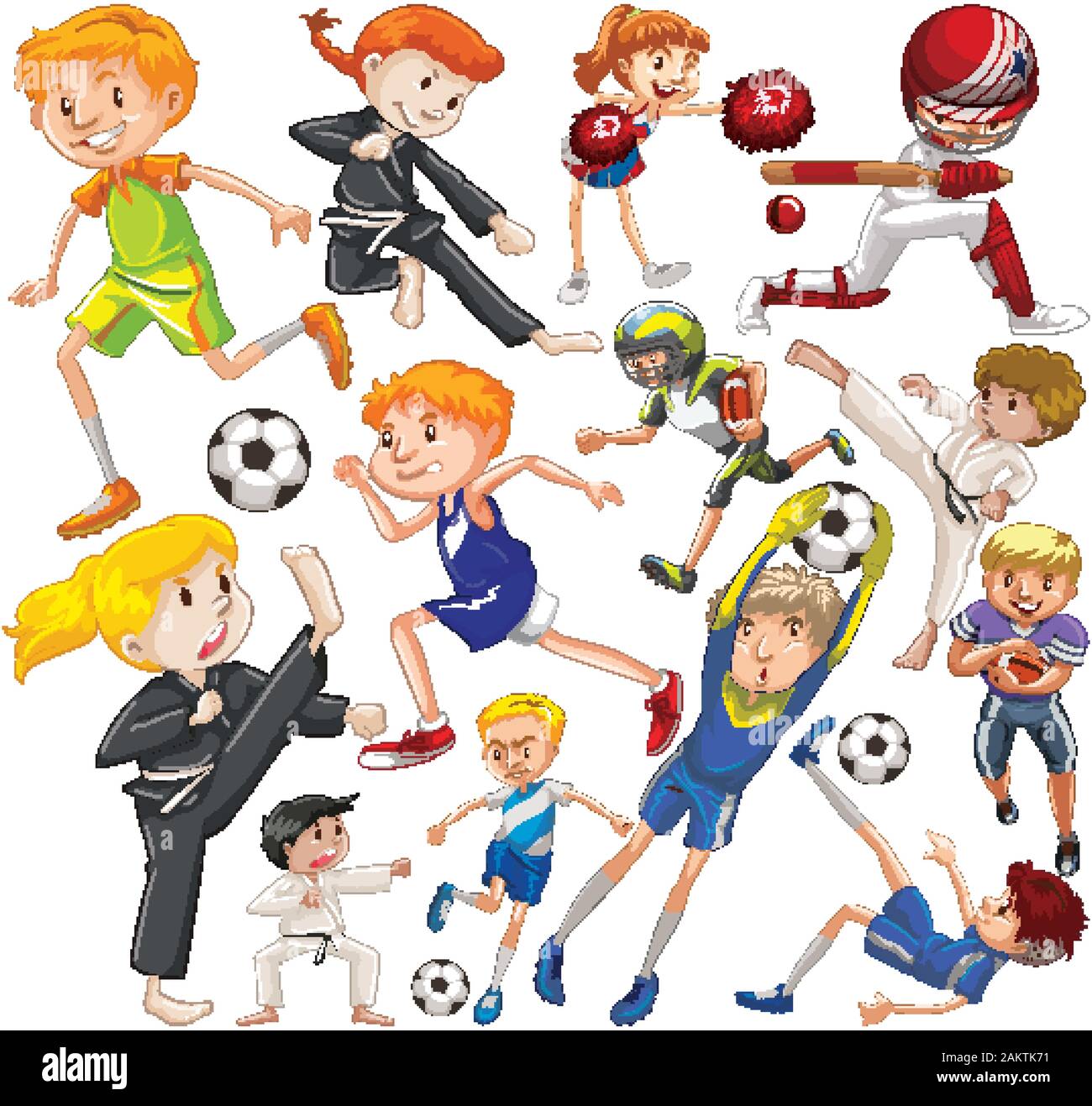Set of many people doing different types of sports illustration Stock ...