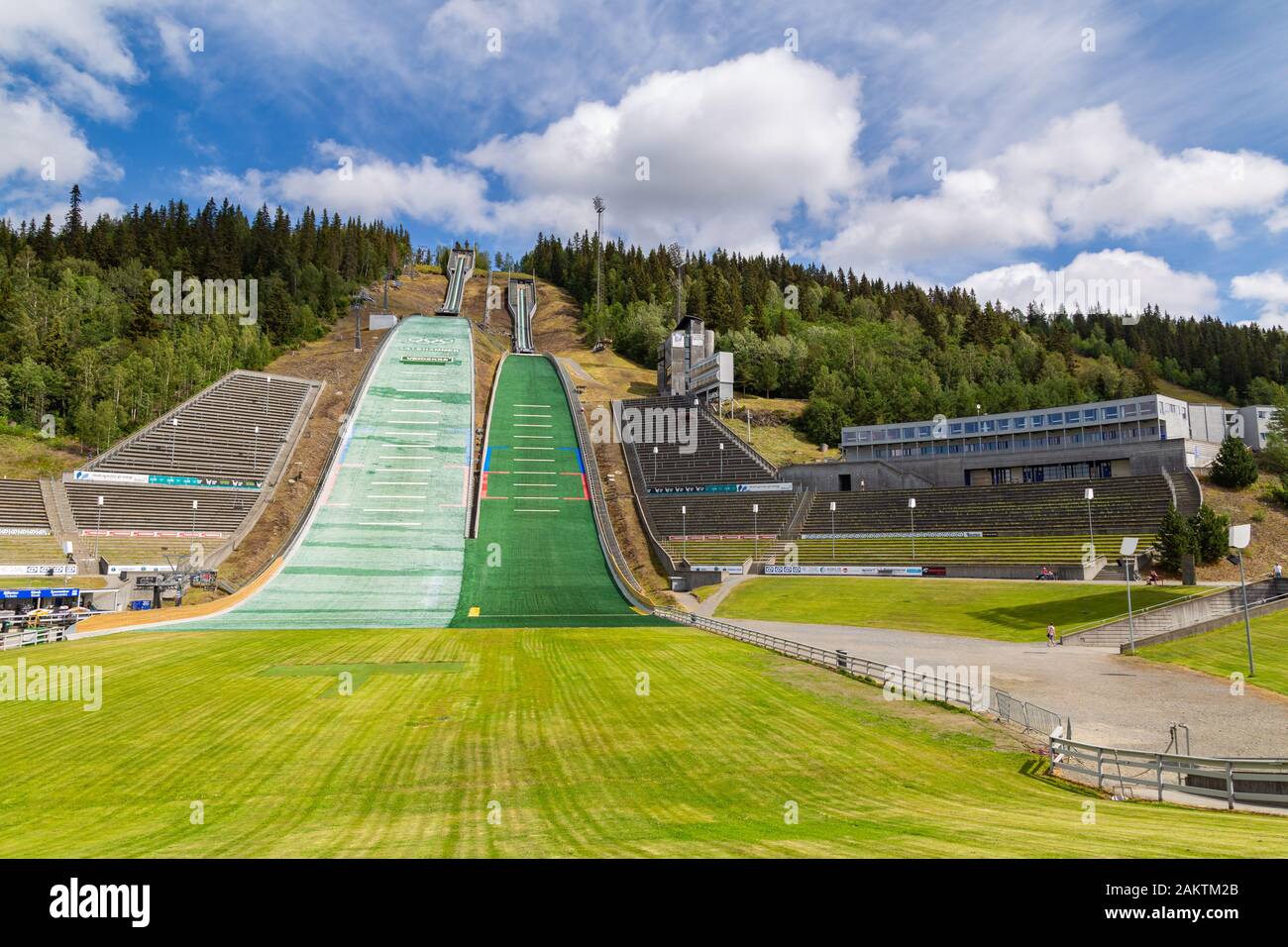 Lillehammer, Norway, July 18, 2019: Famous ski jumping arena ...