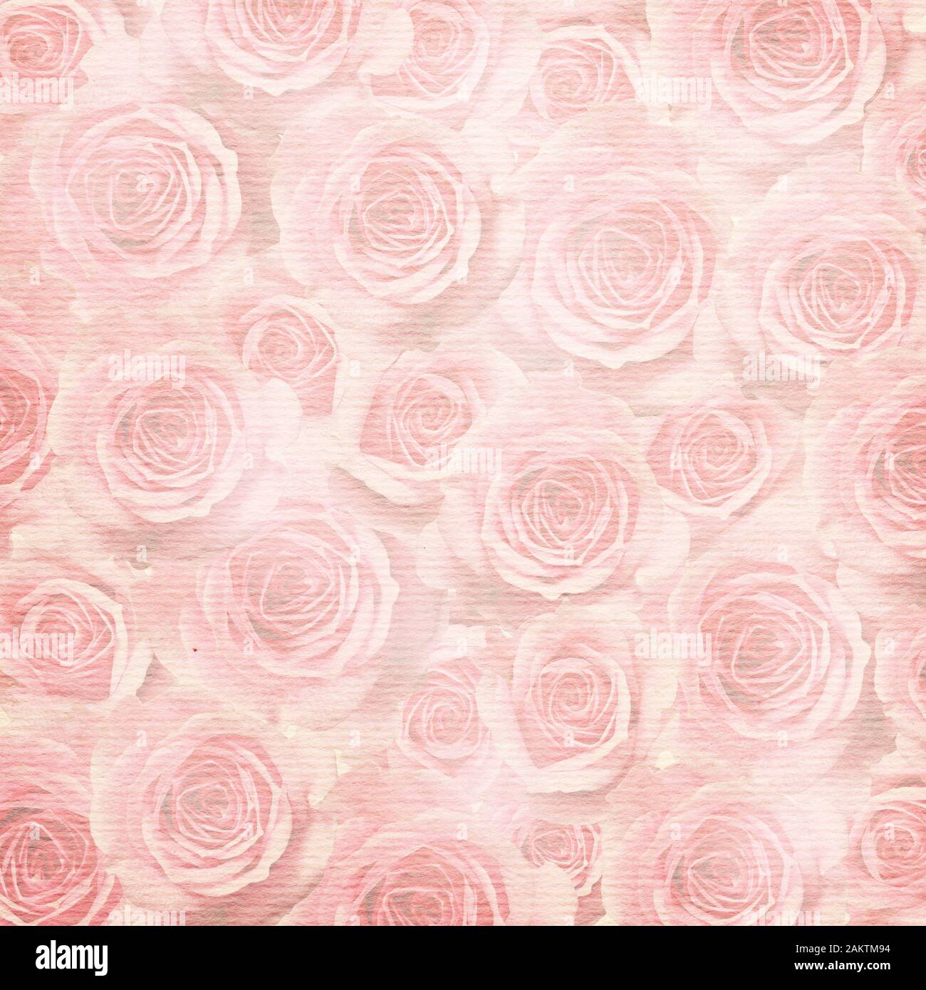 Pink rose flowers background. Texture of watercolor paper Stock Photo ...