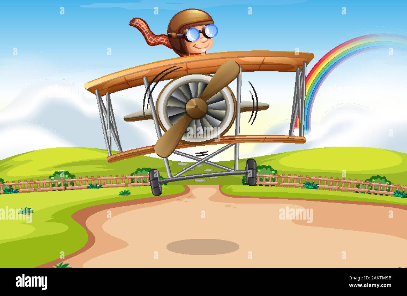 Scene with airplane flying in the sky illustration Stock Vector Image ...