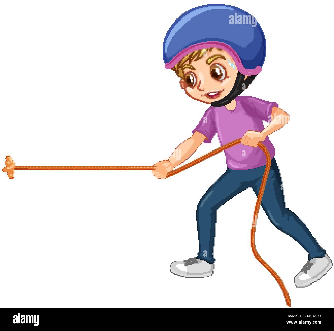 Boy pulling rope on white background illustration Stock Vector Image ...