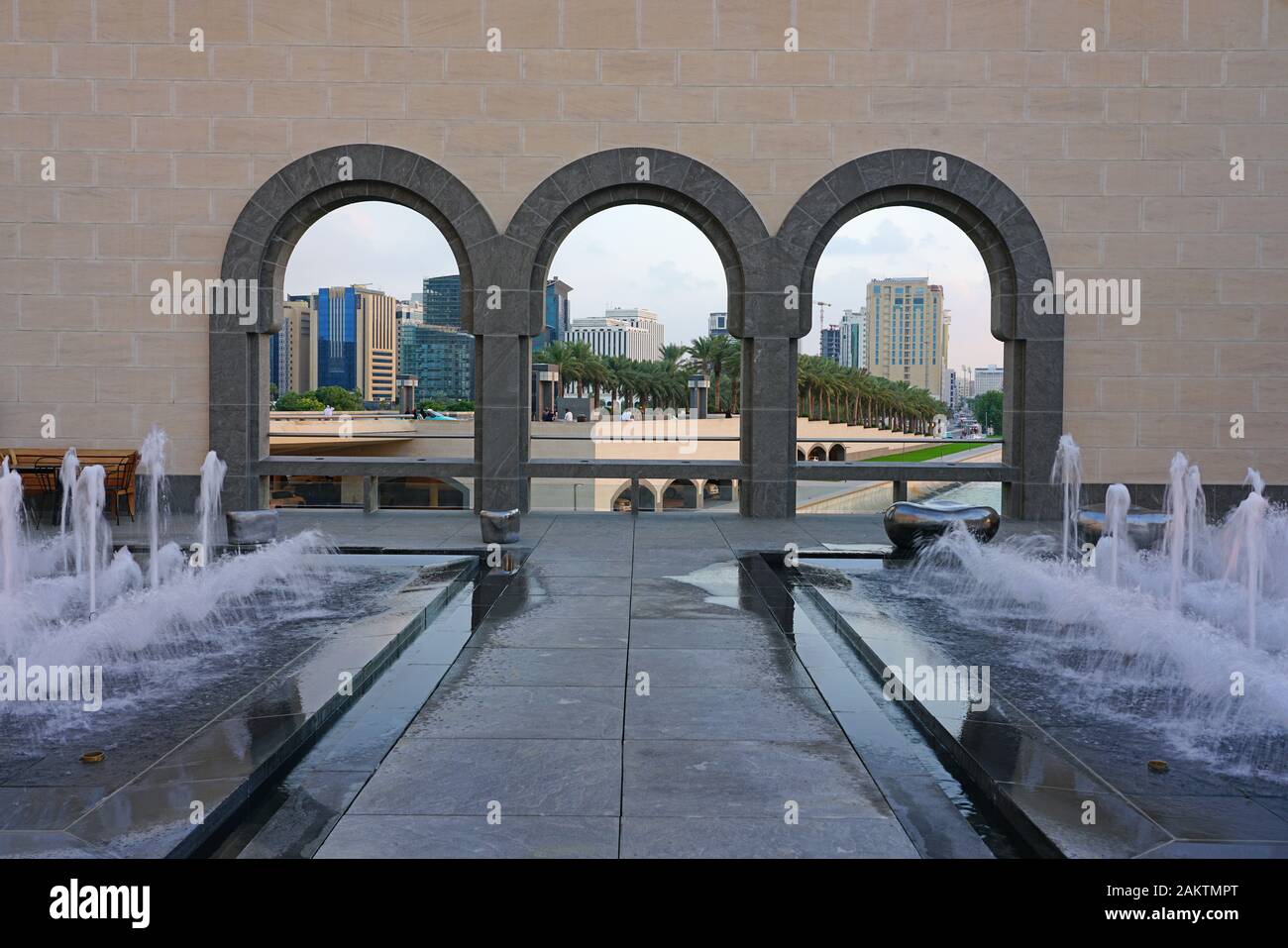 DOHA, QATAR -11 DEC 2019- View of the modern Doha skyline cityscape ...