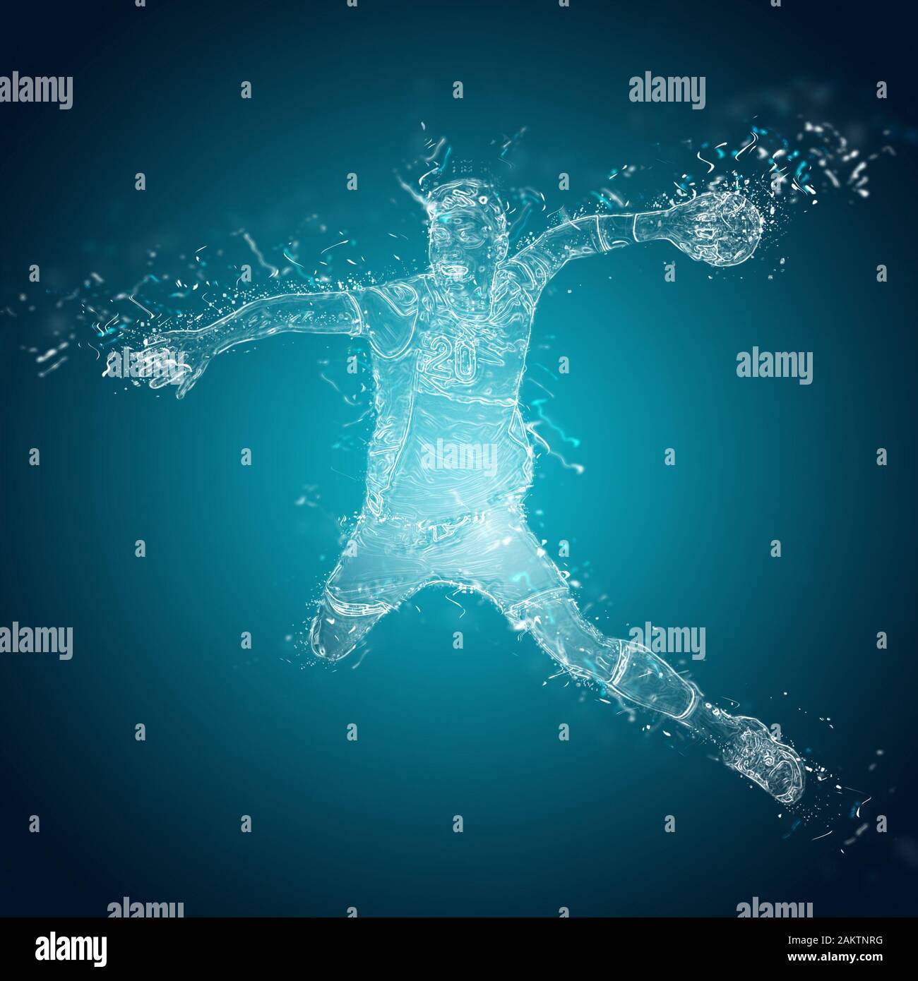 Abstract handball player in action. Handball player throws a ball ...