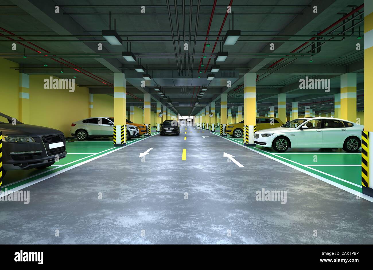 3d render of car parking floor Stock Photo - Alamy