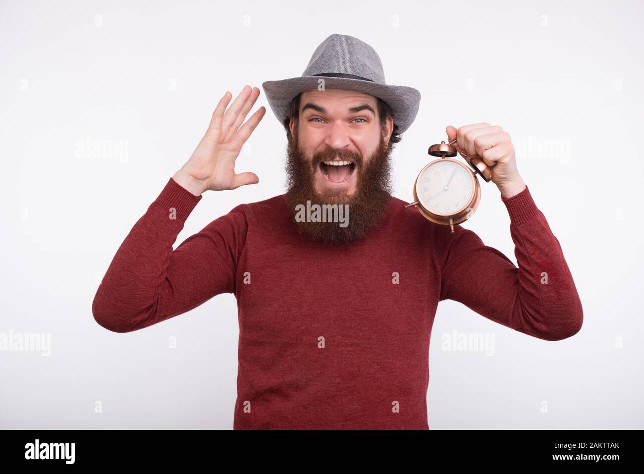 Man screaming alarm clock hi-res stock photography and images - Alamy