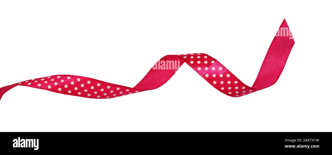 Pink silk polka dot ribbon isolated on white Stock Photo - Alamy