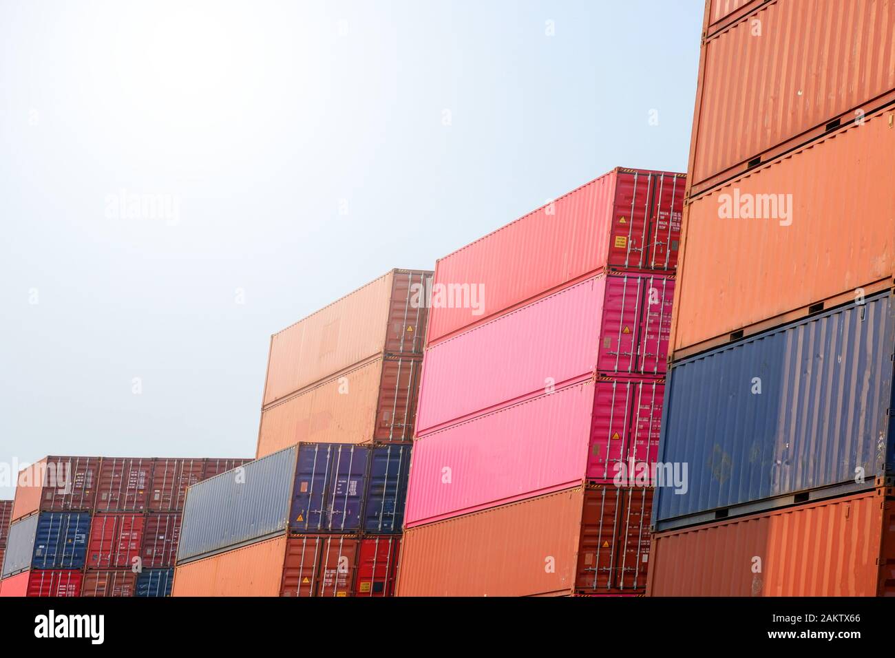 Stack container in the port. Concepts of import and export Stock Photo ...