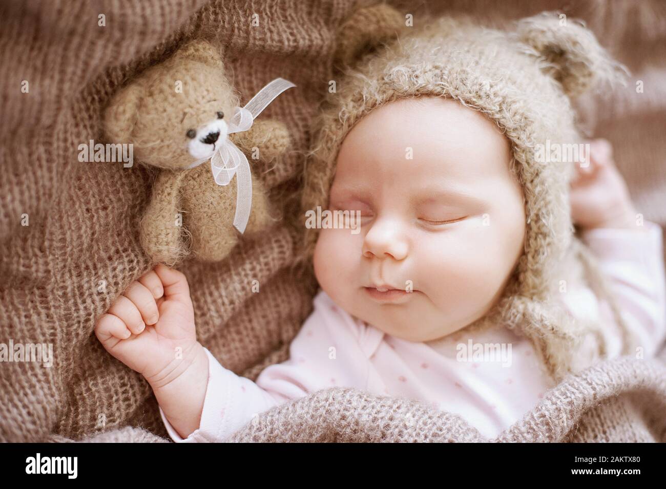 10 day old newborn baby is sleeping. Beginning of life and happy fairy ...