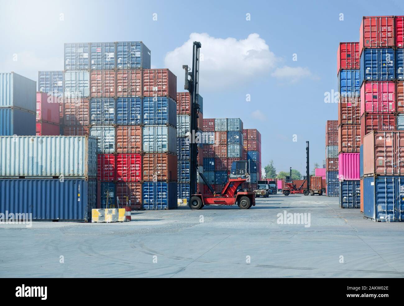 Container handlers in the harbor, transportation concepts Stock Photo ...